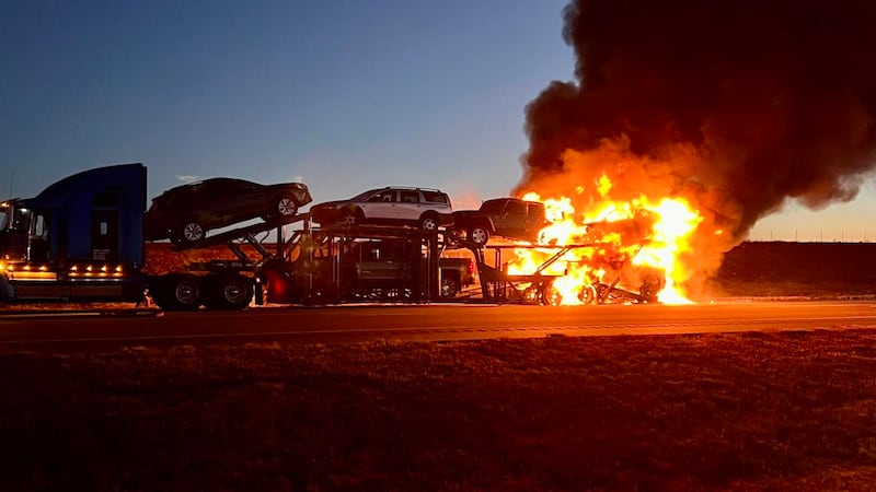 Crews extinguish vehicle fire that started on semi hauling cars in ... Crews extinguish vehicle fire that started on semi hauling cars in ...